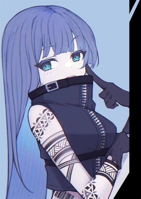 Safebooru 1girl Absurdres Arm Tattoo Barcode Barcode Tattoo Blue Eyes