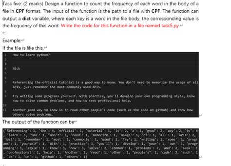 Solved Task Five Marks Design A Function To Count The Chegg