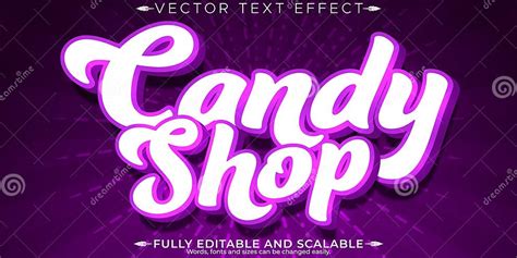 Candy Shop Text Effect Editable Pink And Sweet Customizable Font Style Stock Vector