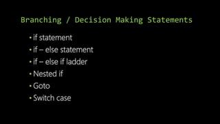 Branching Statements PPTX
