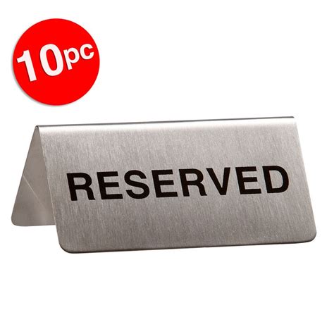 10pc Esselte Stainless Steel Reserved Table Signs F Venuerestaurants