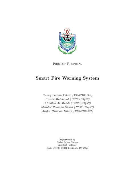 Pdf Smart Fire Warning System Project Proposal Latex Code