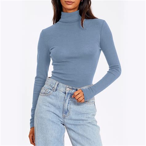 Joau Womens Turtleneck Long Sleeve Shirts Fall Winter Basic Layering