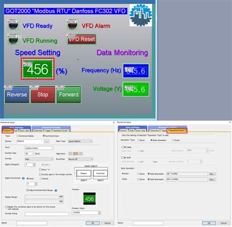 mitsubishi hmi modbus rtu danfoss fc302 tutorial