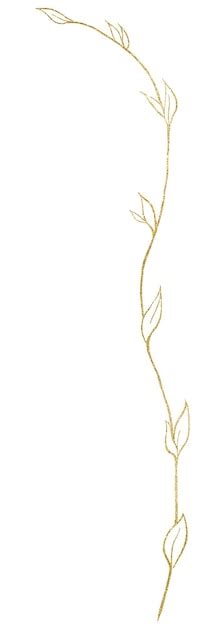 Premium Photo Hand Drawn Tiny Leaves Golden Outlines Isolated Illustration Wedding Stationery