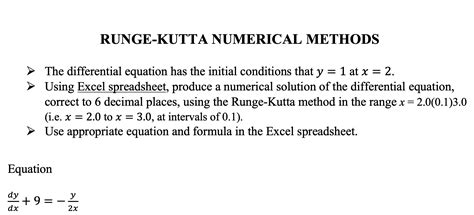 Solved Runge Kutta Numerical Methods The Differential Chegg