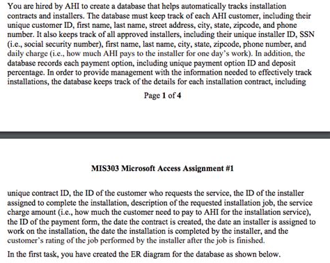 mis303 microsoft access assignment 1 note