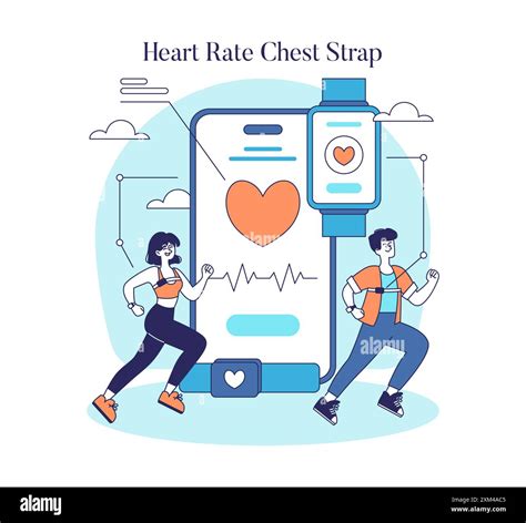 Heart Rate Monitoring Concept Active Man And Woman Using Chest Strap Monitors With Smartwatch