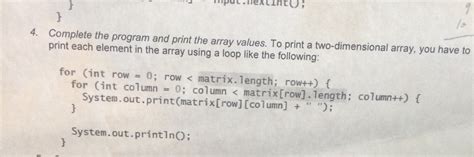 Solved Complete The Program And Print The Array Values To