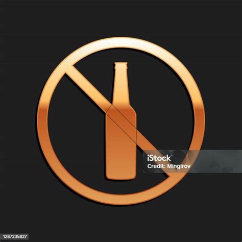 금 은 검은 배경에 고립 된 알코올 아이콘없음 알코올 음료 금지 맥주 병 유리와 금지 된 기호 긴 그림자 스타일 벡터 0명에 대한 스톡 벡터 아트 및 기타 이미지 Istock
