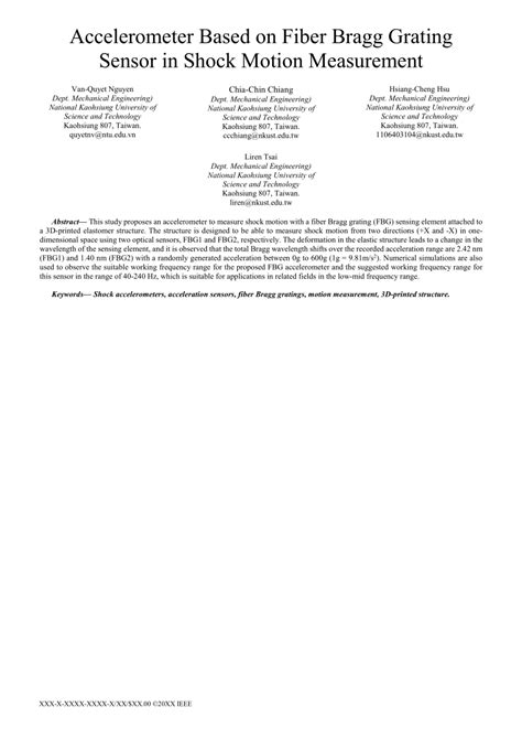 Pdf Accelerometer Based On Fiber Bragg Grating Sensor In Shock Motion