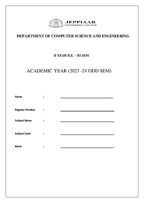 Jec Oops Lab Record Manual Department Of Computer Science And