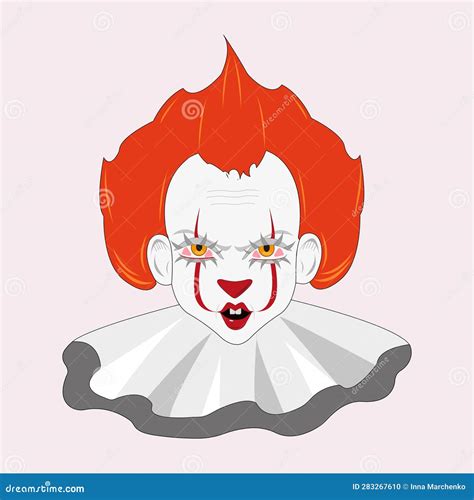 Pennywise Clown Halloween Costume Character Sticker Stock Vector