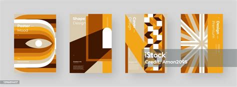 추상적인 기하학적 구성 그림이 있는 포스터 컬렉션입니다 0명에 대한 스톡 벡터 아트 및 기타 이미지 0명 3차원 형태 A4 용지 Istock
