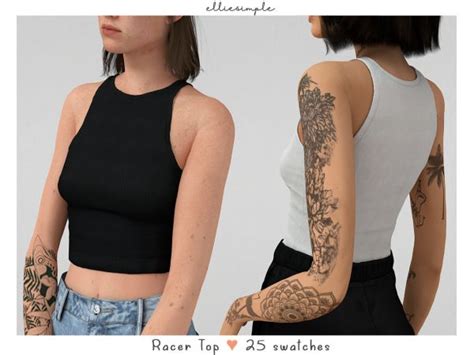 Elliesimple Racer Top Sims 4 Sims Tops