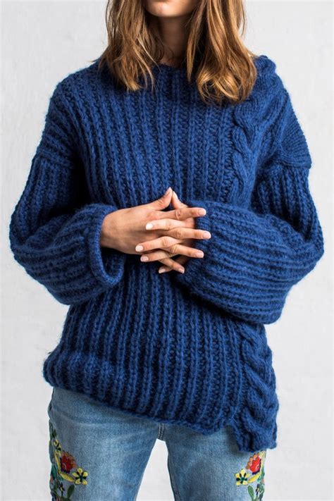 Damenpullover Mit Dicker Wolle Und Zopfmuster Stricken Eine Anleitung