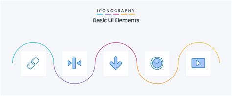 basic ui elements blue 5 icon pack including paly clock arrow timer