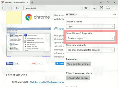 Make Edge Browser Open Tabs From Previous Browsing Session