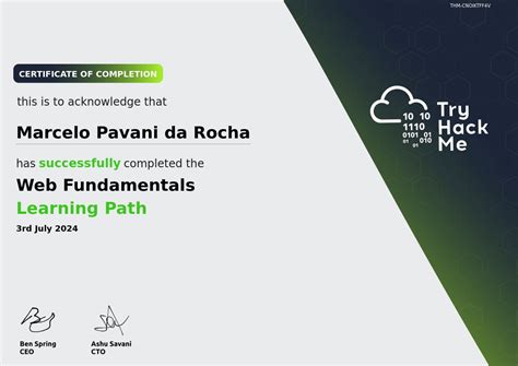 Tryhackme Web Fundamentals Certificate Marcelo P Posted On The Topic