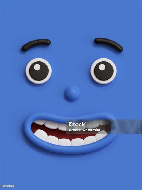 3d 렌더링 귀여운 감정적인 만화 얼굴 부끄러워 웃는 아이 귀여운 미소 몽 상가 이모티콘 블루 Emoji 건강관리와 의술에 대한 스톡 사진 및 기타 이미지 Istock