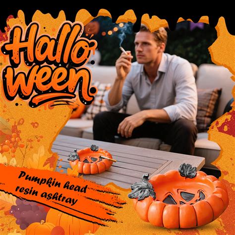 Halloween Creative Pumpkin Head Resin Ashtray Gothic Halloween Themed