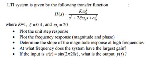 solved lti system is given by the following transfer