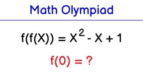 Math Olympiad Question A Nice Problem Of Function Youtube