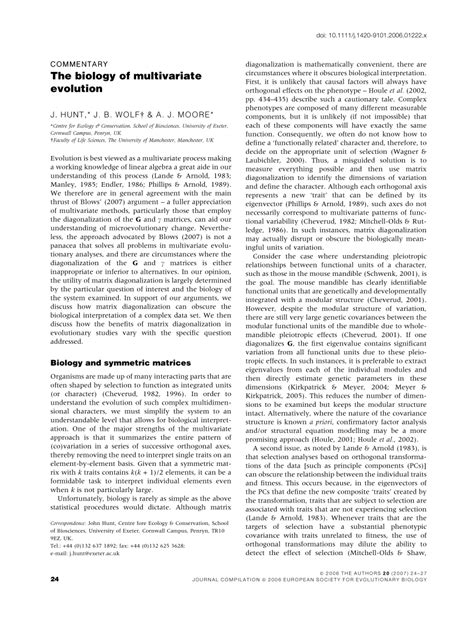 Pdf The Biology Of Multivariate Evolution