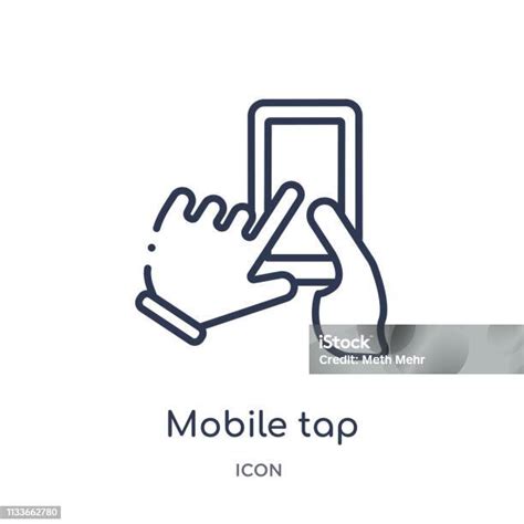 손과 방명록에서 선형 모바일 탭 아이콘 개요 컬렉션입니다 얇은 라인 모바일 탭 아이콘 흰색 배경에 고립 모바일 탭 트 렌 디 일러스트레이션 날씬한에 대한 스톡 벡터 아트 및