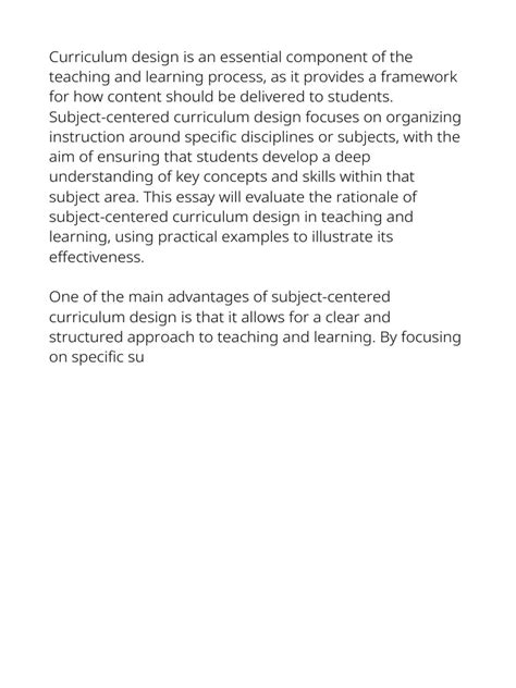 Using Practical Examples Evaluate The Rationale Of Subject Centred Curriculum Design In Teaching Using Practical Examples Evaluate The Rationale Of Subject Centred Curriculum Design In Teaching