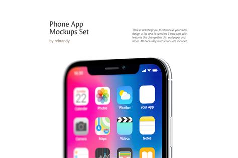 Phone App Mockups Set On Yellow Images Creative Store