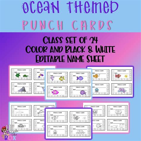 Ocean Themed Punch Cards For Classroom Management Classroom