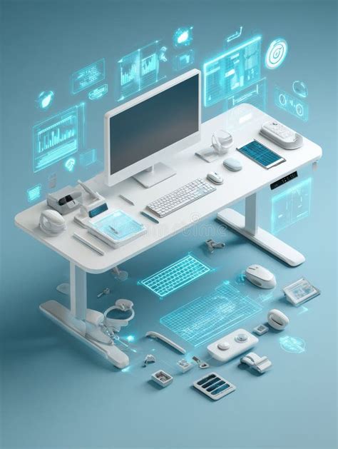 Modern Desk Setup Featuring Advanced Technology And Digital Devices In