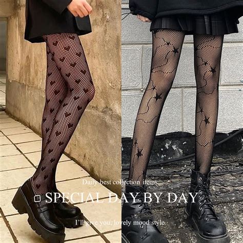 데일리나인 무료배송 DNyne 하트피크스타킹 망사 여성 별 블랙 포인트 메쉬 패션
