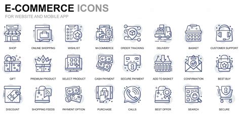 Premium Vector Simple Set E Commerce And Shopping Line Icons For Website And Mobile Apps