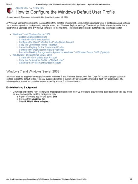 How To Configure The Windows Default User Profile Pdf Windows
