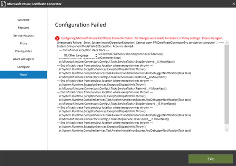 fix configuring microsoft intune certificate connector failed scloud