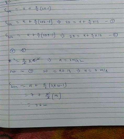 A Particle Moving With Constant Acceleration On A Straight Line Covers M In Th Sec And M