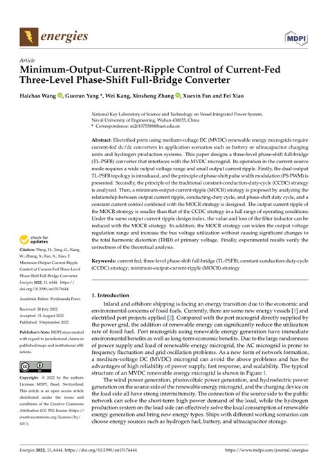 Pdf Minimum Output Current Ripple Control Of Current Fed Three Level