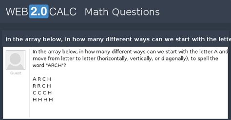 View Question In The Array Below In How Many Different Ways Can We Start With The Letter A
