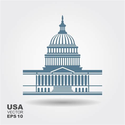 Premium Vector United States Capitol Building Icon In Washington Dc
