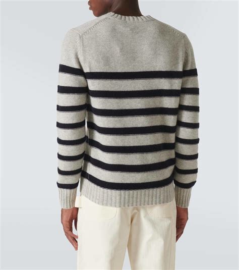 Allude Striped Wool And Cashmere Sweater Allude