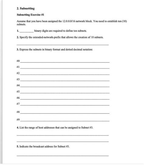 Solved 2 Subnetting Subnetting Exercise 1 Assume That You Chegg Com