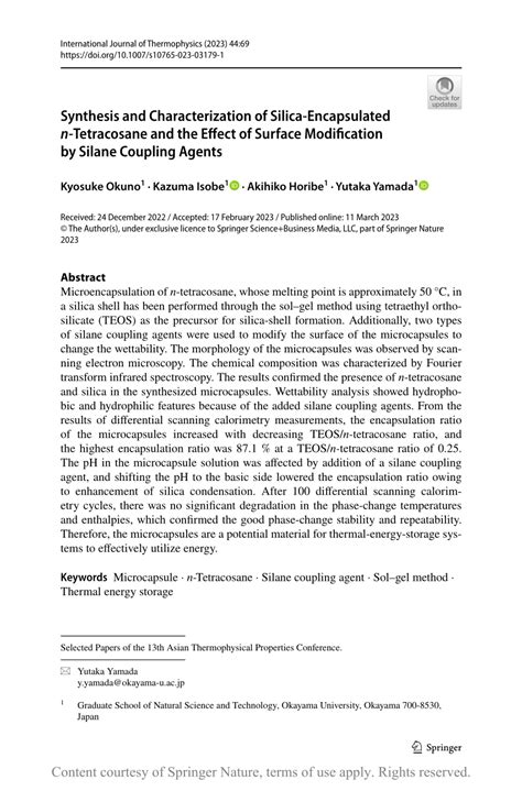 Synthesis And Characterization Of Silica Encapsulated N Tetracosane And The Effect Of Surface