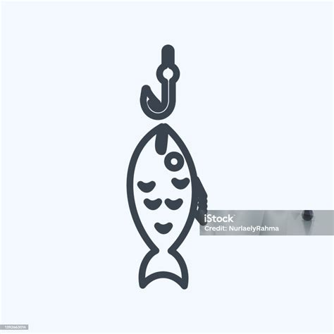 아이콘 물고기 잡힌 바다 상징을 위해 적당한 선 스타일 편집 가능한 간단한 디자인 디자인 템플릿 벡터 간단한 기호 그림 T 셔츠에 대한 스톡 벡터 아트 및 기타 이미지