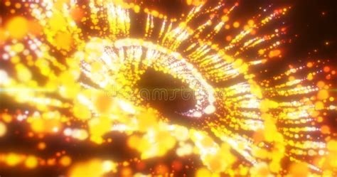 Abstract Flying In A Spiral In A Whirlwind Exploding Yellow Bright Luminous Stock Illustration