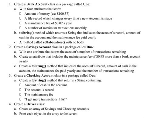 Solved 1 Create A Bank Account Class In A Package Called