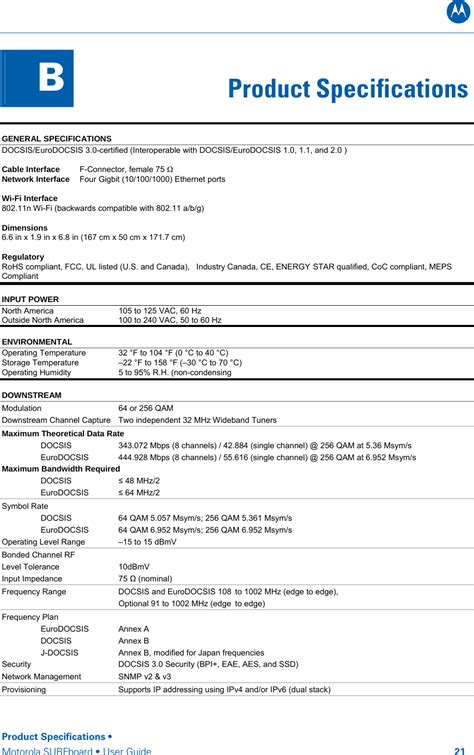 Arris Sbg G Docsis Wi Fi Gateway User Manual Motorola Surfboard