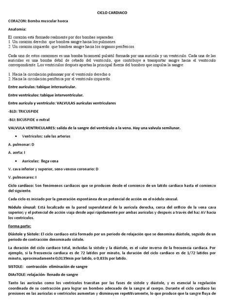 Ciclo Cardiaco Descargar Gratis Pdf Ventrículo Corazón Corazón