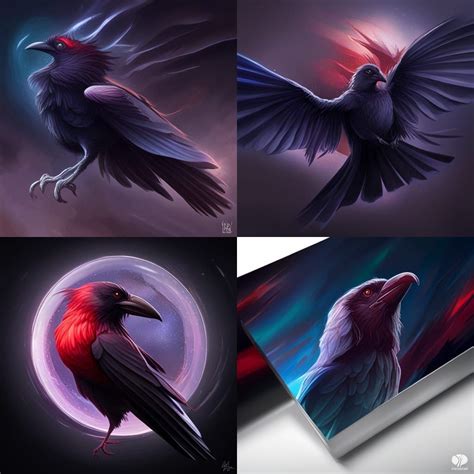Red Eyed Raven Flying In The Night Red Eyed Raven Portrait